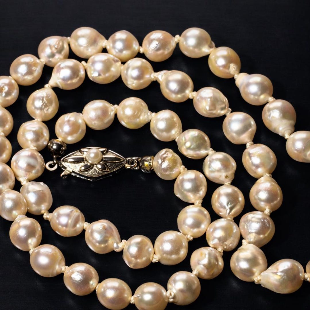Vintage Jka Kohle of Pforzheim Semi-baroque Akoya Pearl Necklace 925 ...