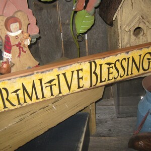 Primitive Wood Painted Religious Spiritual Lg Sign PRIMITIVE BLESSINGS ...