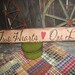 Primitive Large Love Sign Two Hearts One Love Hand Painted Country ...