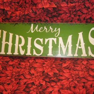 Primitive Large Holiday Wooden Hand Painted Christmas Sign MERRY ...