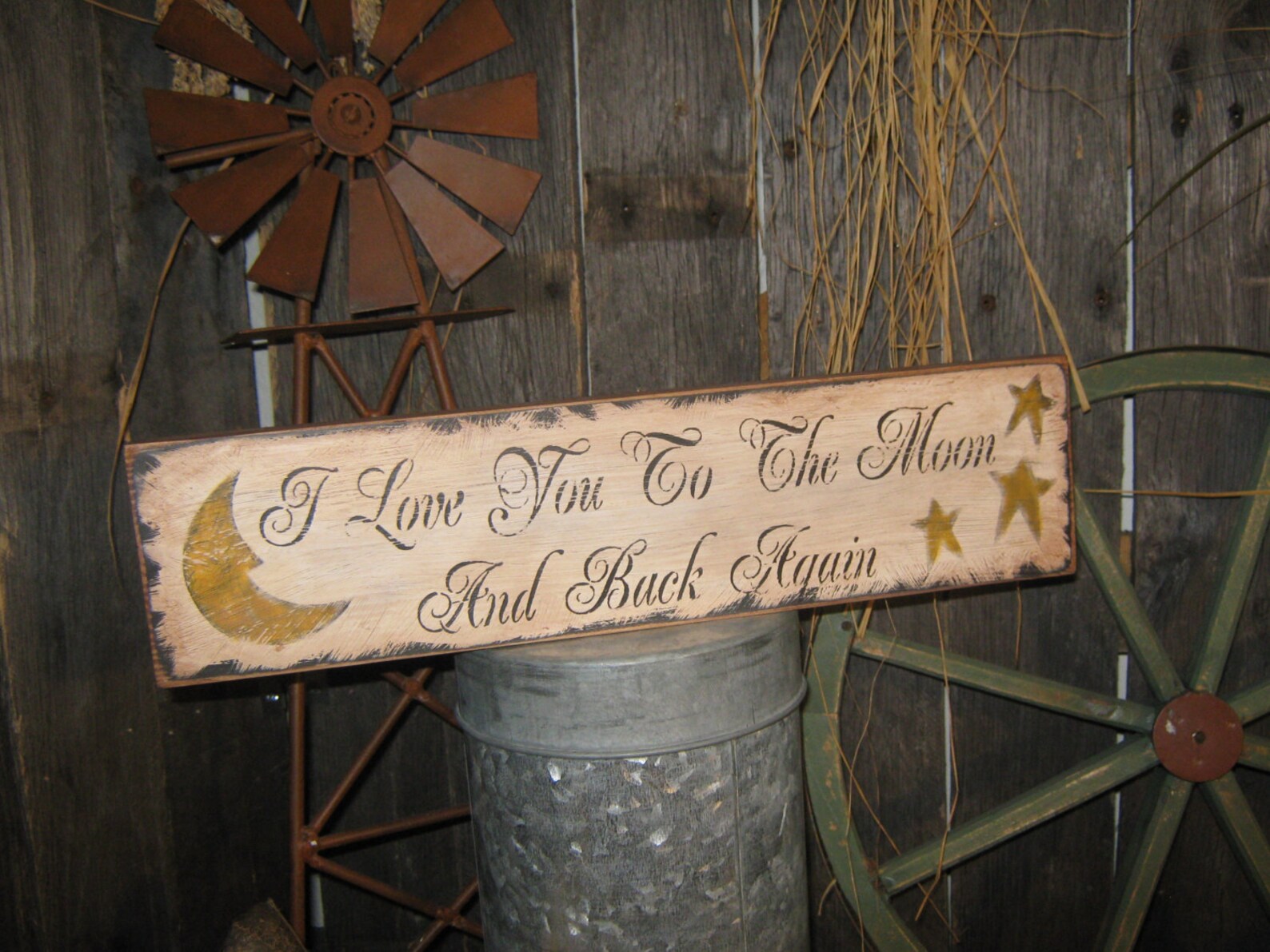 Primitive Love Wood Sign Tuck I Love You to the Moon - Etsy
