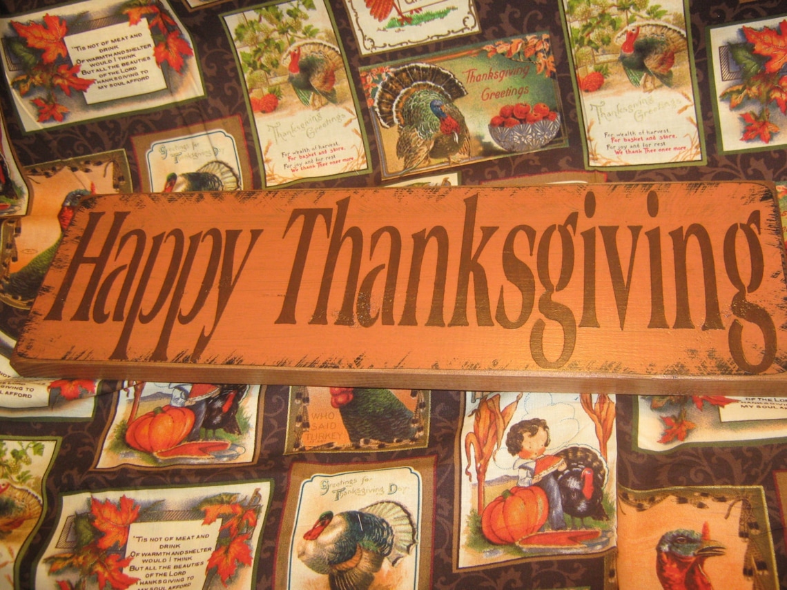 Happy Thanksgiving Sign / Give Thanks Sign / Primitive Sign / - Etsy