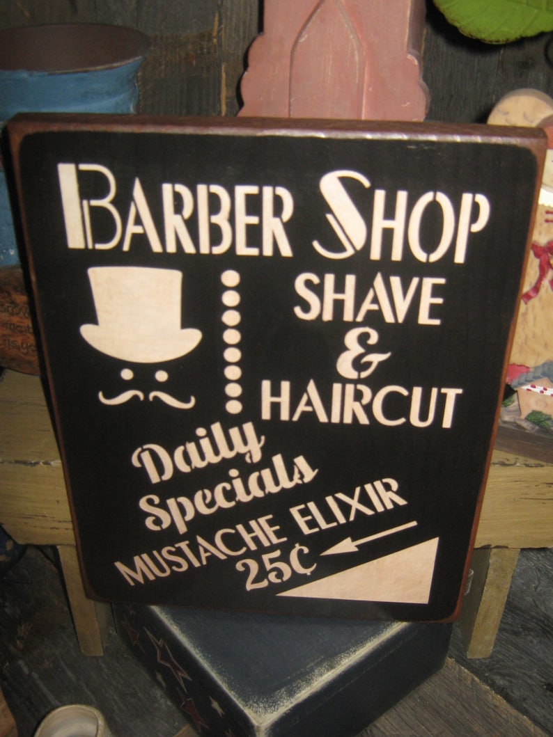 Primitive Lg Wood Barber Shop Barbershop Sign Hand Painted - Etsy