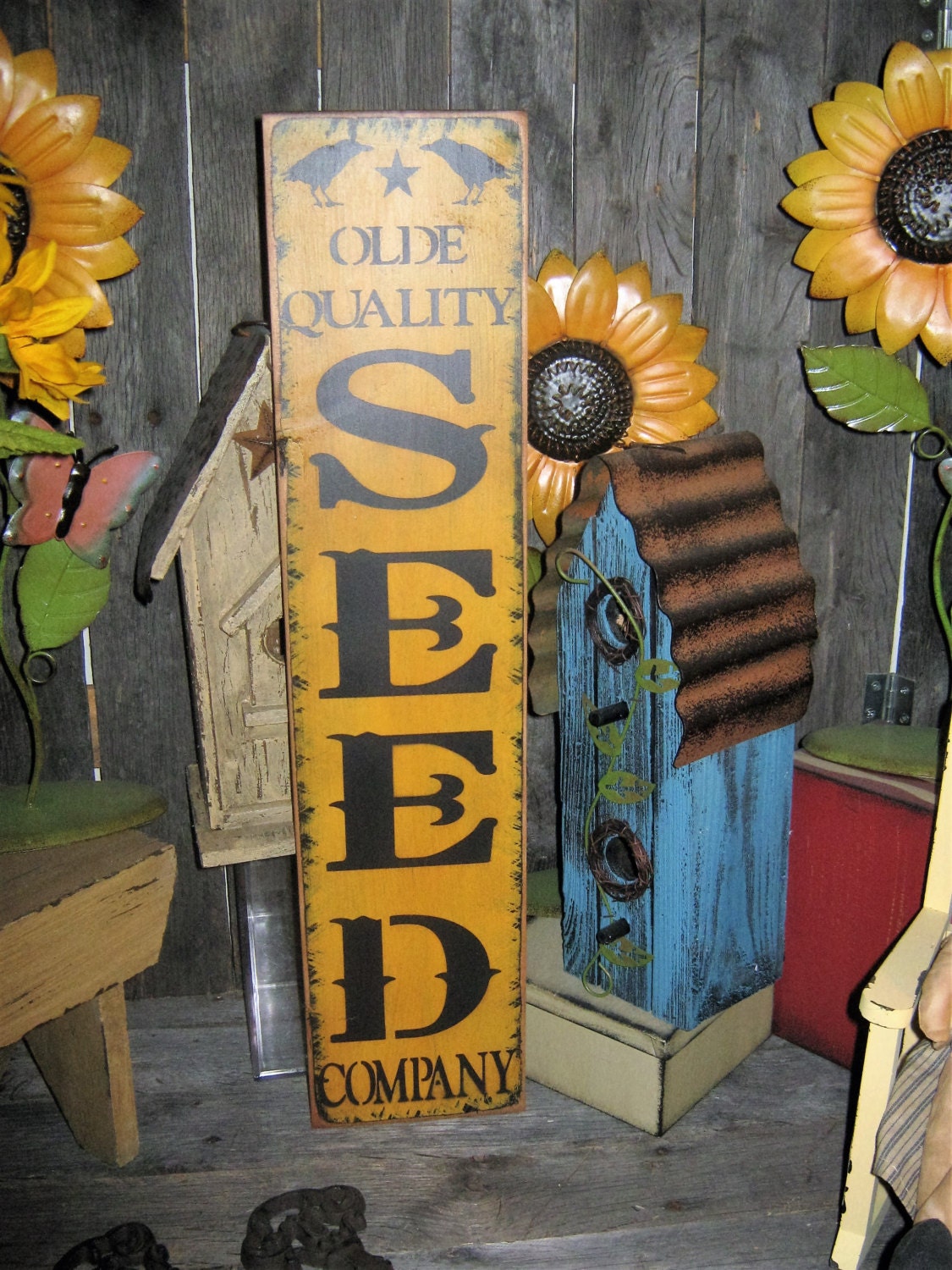 Primitive Wood Lg Sign 24 Hand Painted Olde | Etsy