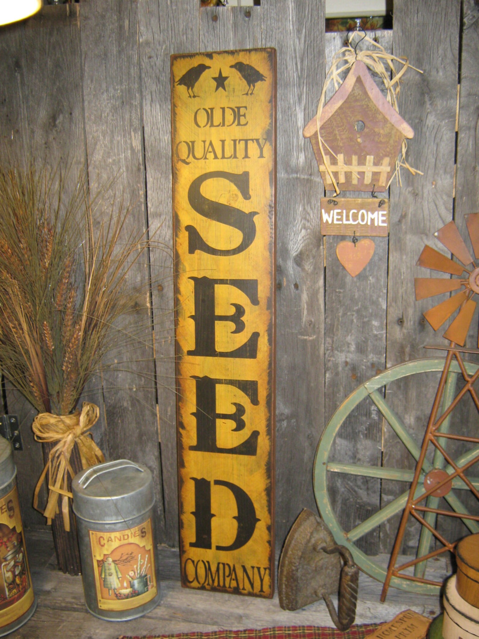 Primitive Wood Lg Sign 24 Hand Painted Olde | Etsy