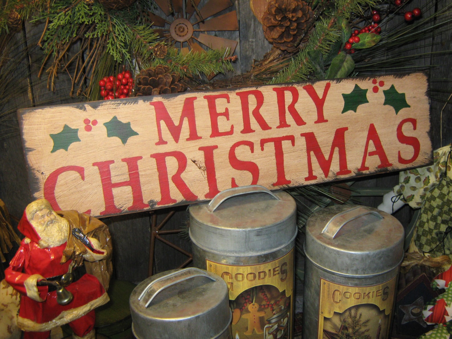 Primitive Large Holiday Wooden Hand Painted Christmas Sign - Etsy