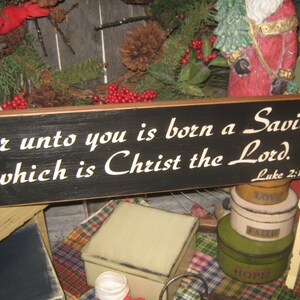 Primitive Holiday Wooden Sign Christmas for Unto You is Born a SAVIOR ...