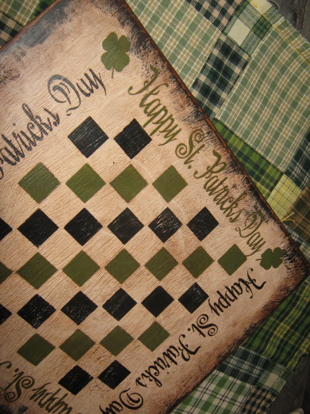 Very Primitive Wood Sign Artist Orig Design Happy St Patricks Day Game ...