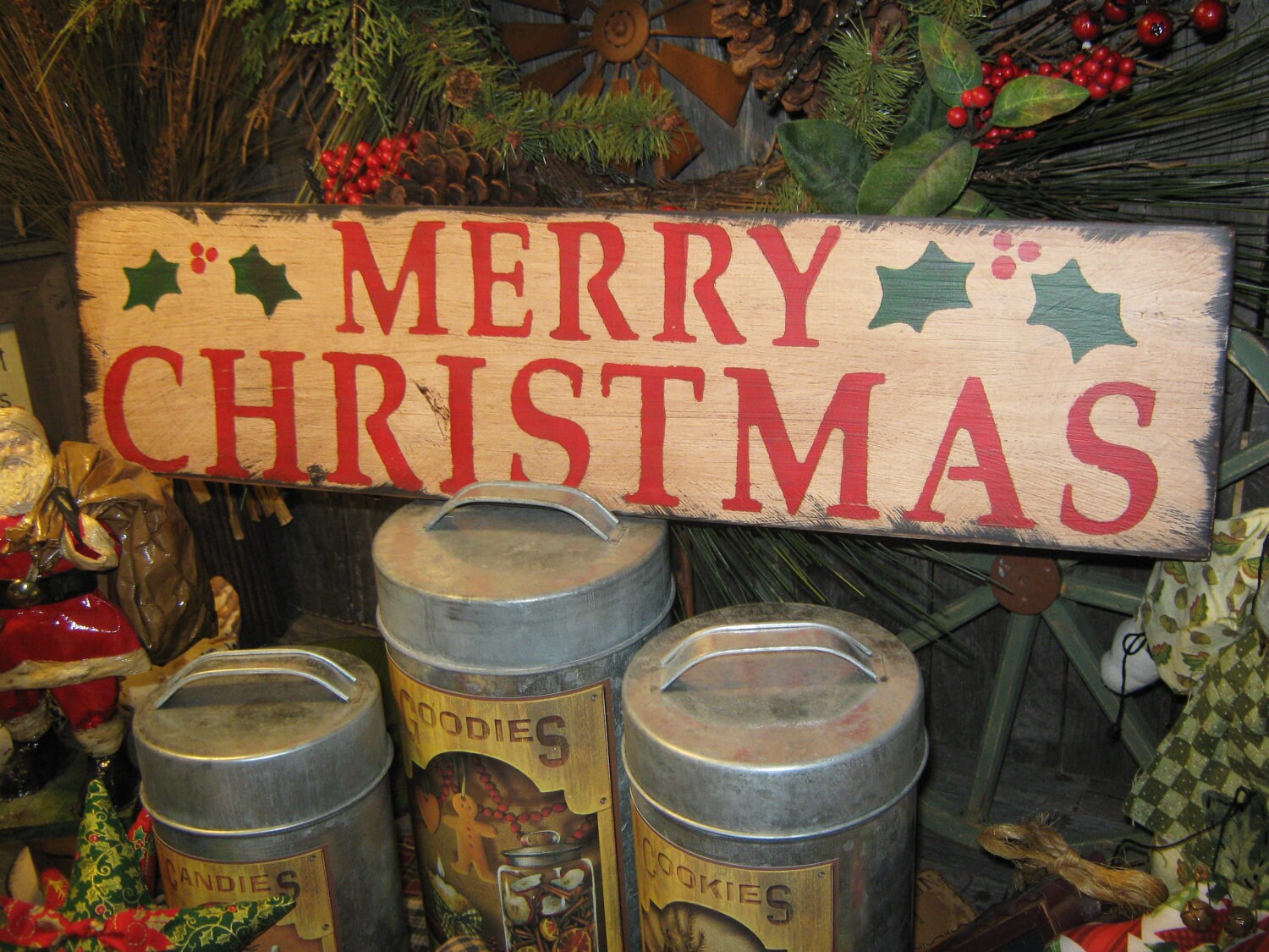 Primitive Large Holiday Wooden Hand Painted Christmas Sign - Etsy