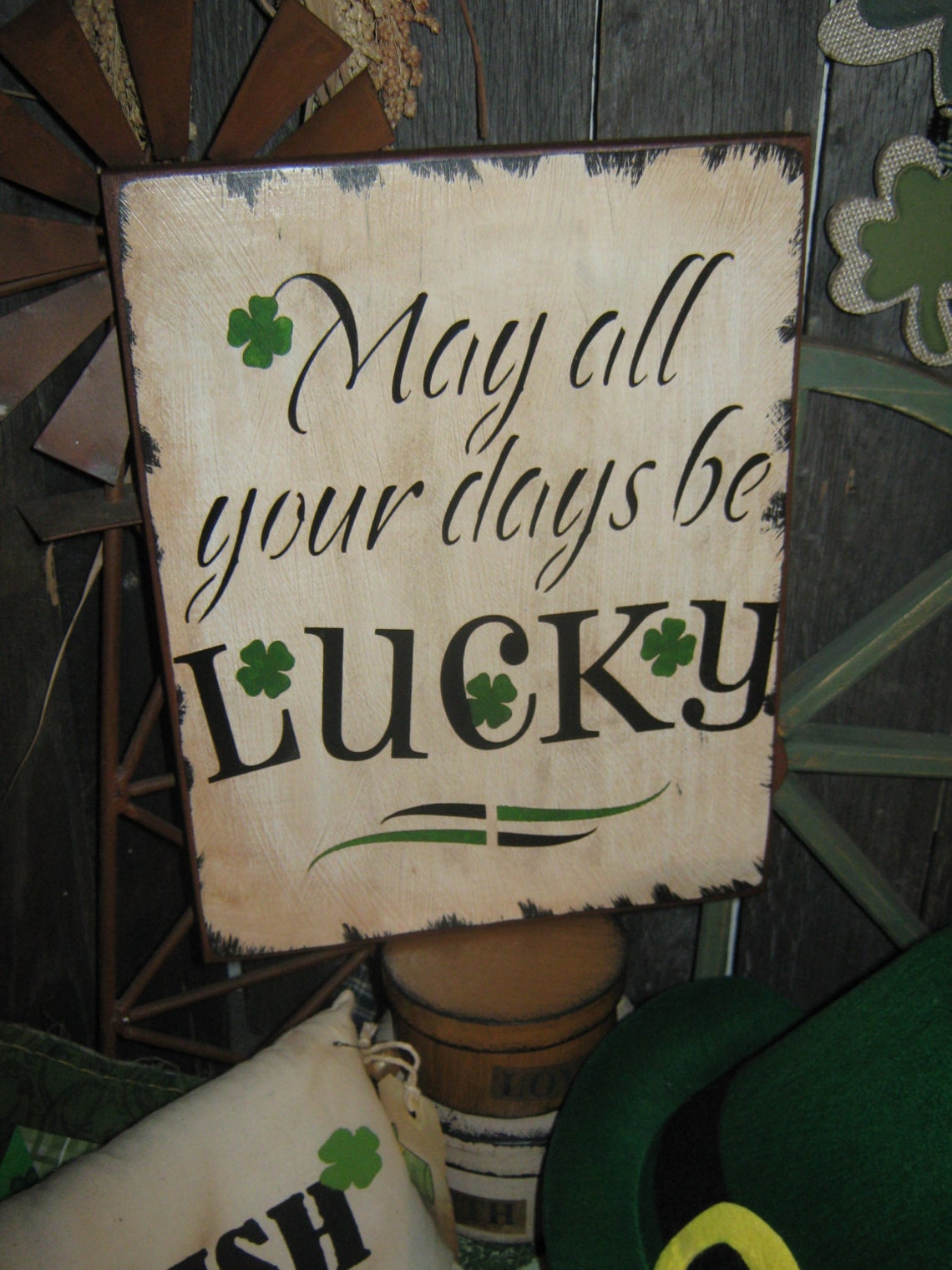 Very Primitive Lg Wood Irish Sign Artist Original Design | Etsy