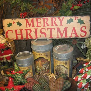 Primitive Large Holiday Wooden Hand Painted Christmas Sign MERRY ...