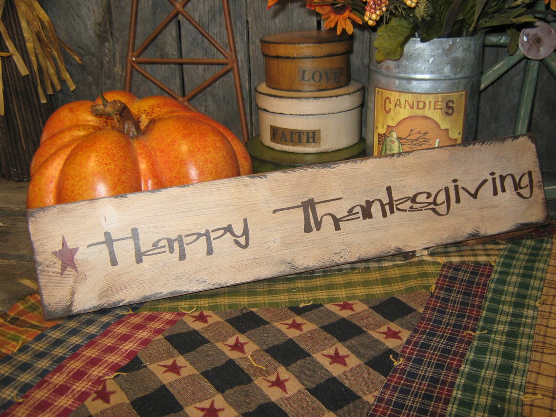 Primitive Sign Wood Sign Happy Thanksgiving | Etsy