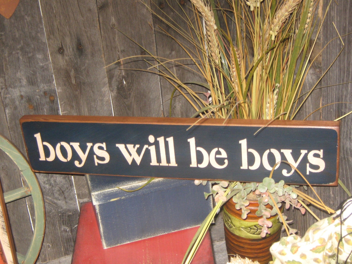 Primitive Wood Hand Painted Love Boy Sign Boys Will Be - Etsy