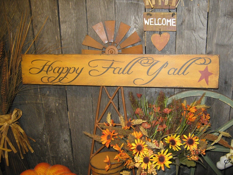 Primitive Sign Wood Sign HAPPY FALL Y'ALL - Etsy