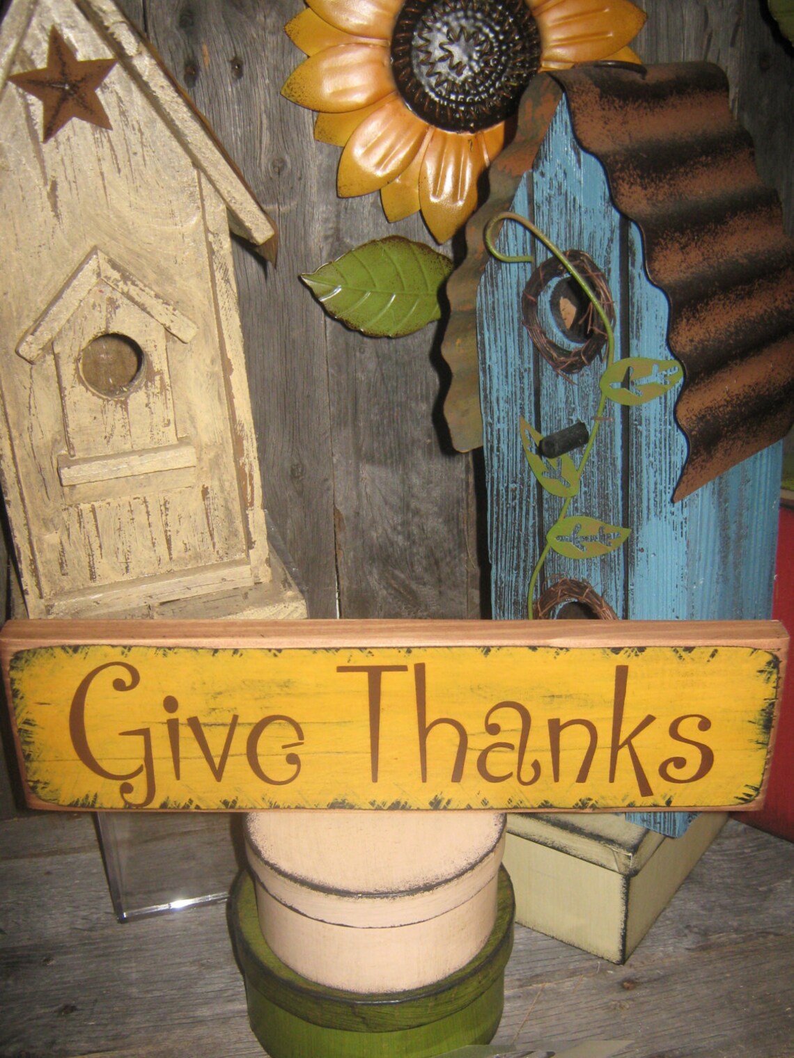 Primitive Holiday Wooden Hand Painted Fall Sign GIVE - Etsy