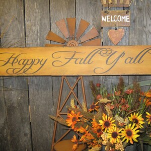Primitive Sign Wood Sign HAPPY FALL Y'ALL Thanksgiving Sign Holiday ...
