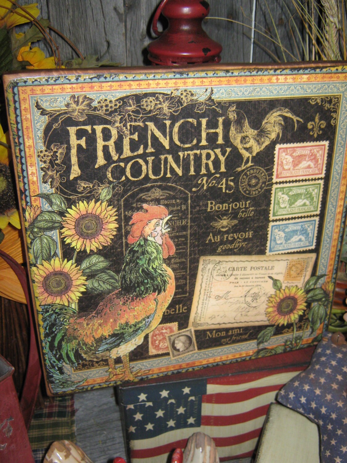 Primitive Sign Wood Sign French Country No. 45 Rooster | Etsy