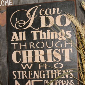 Primitive Wood Painted Religious Spiritual Sign I CAN Do All Things ...