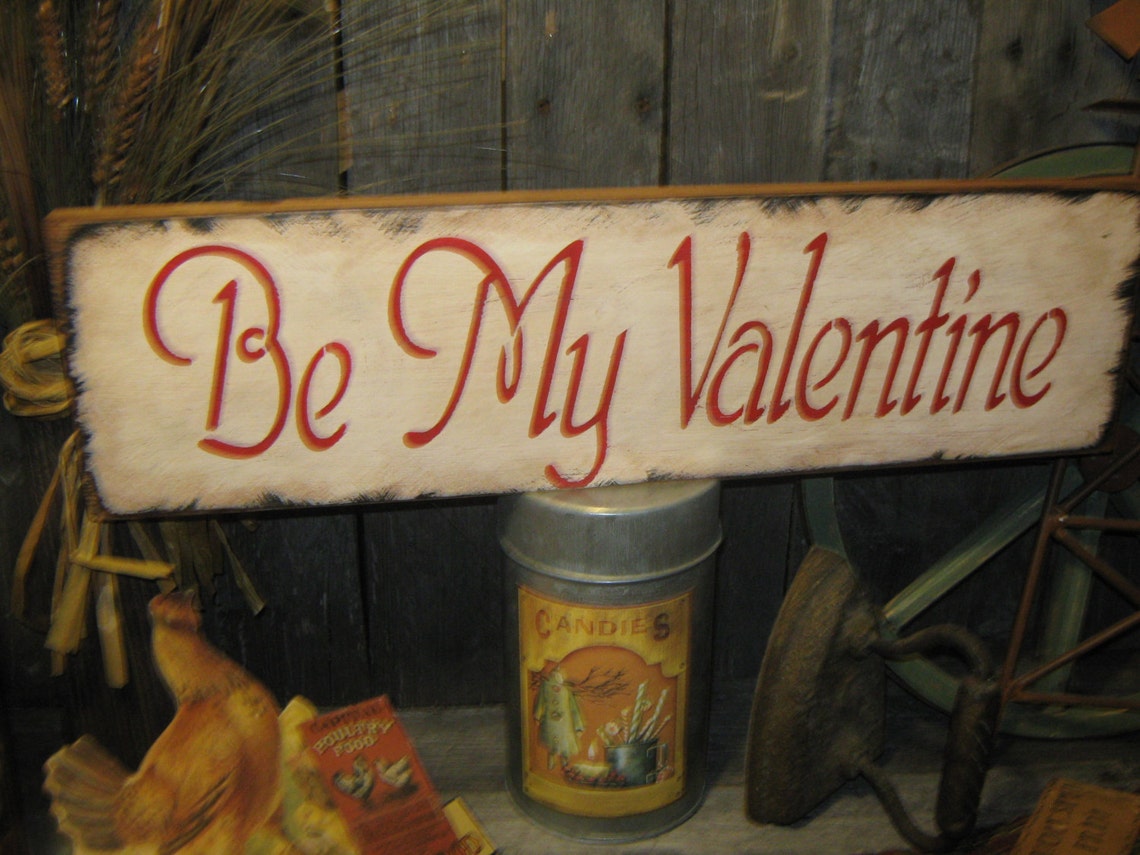 Primitive Love Sign Be My Valentine Wood Wall | Etsy