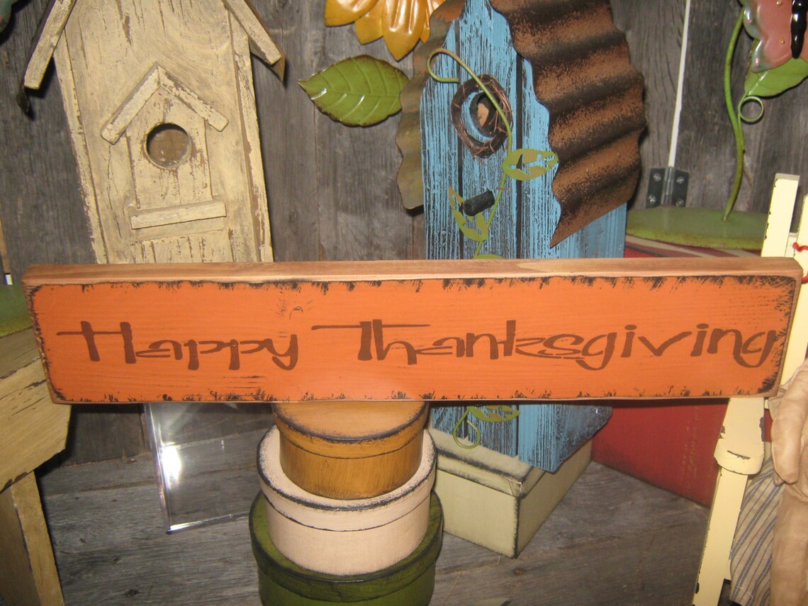 HAPPY THANKSGIVING Sign / Give Thanks Sign / Primitive Sign | Etsy