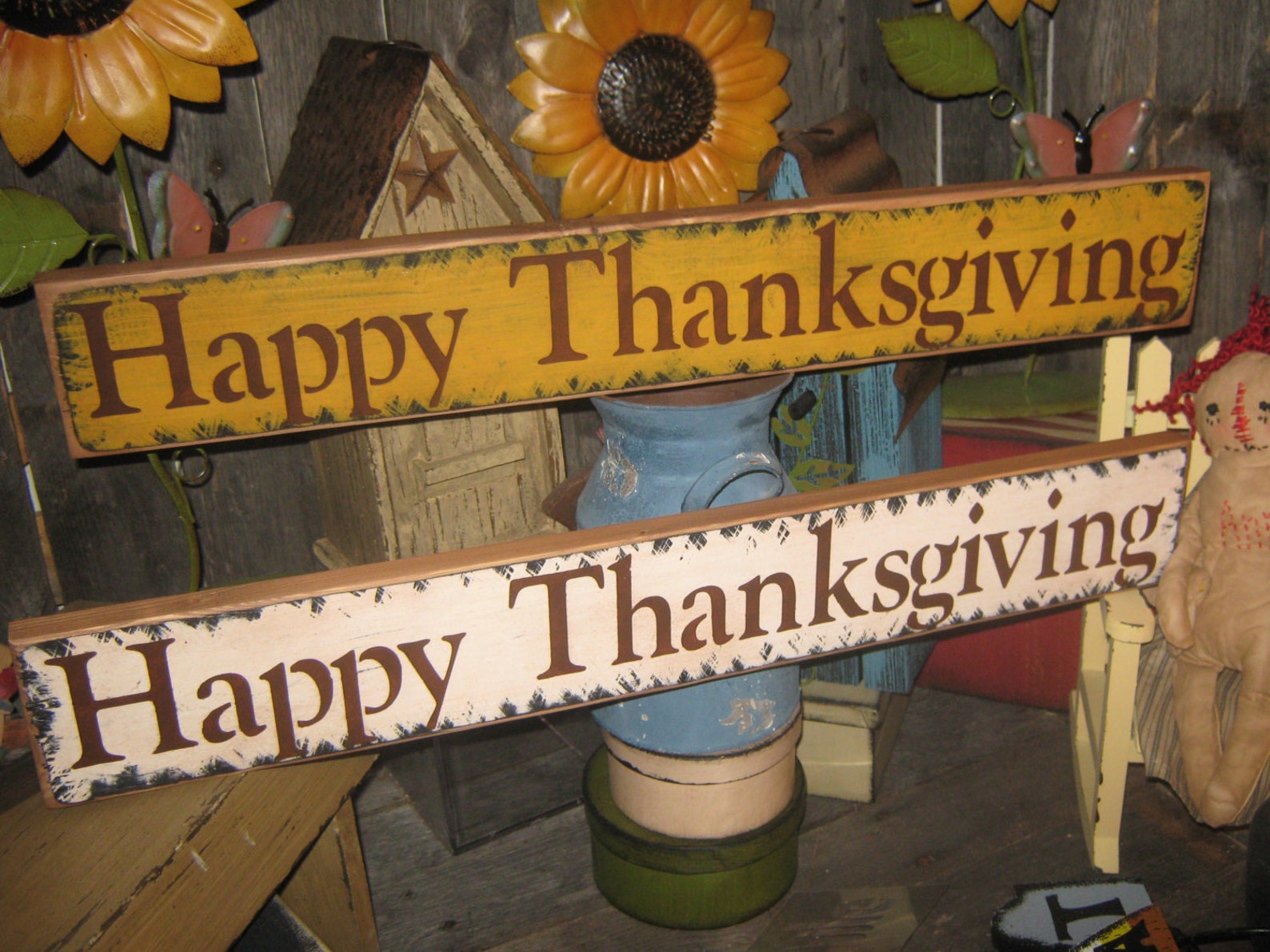 Happy Thanksgiving Sign / Give Thanks Sign / Primitive Sign / - Etsy