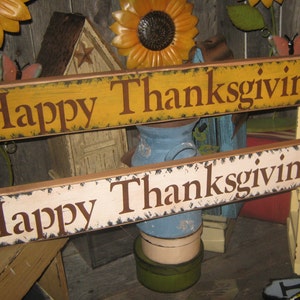 Happy Thanksgiving Sign / Give Thanks Sign / Primitive Sign / Wood Sign ...