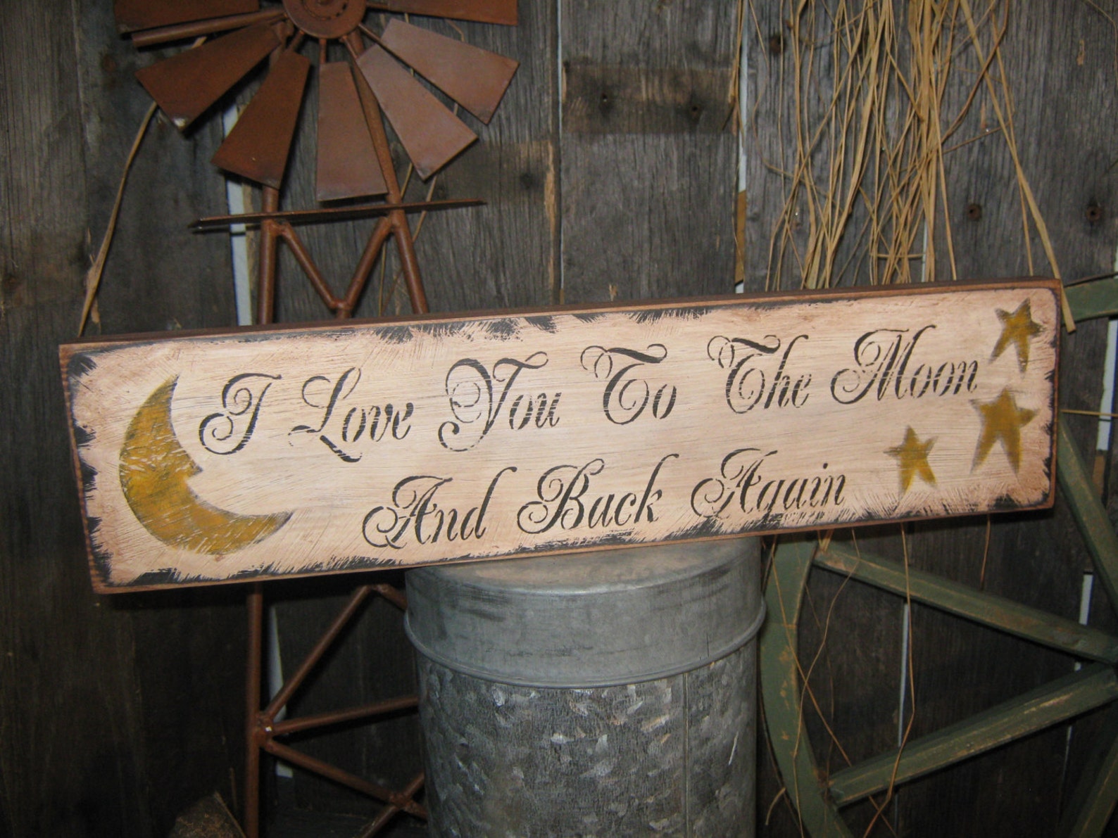 Primitive Love Wood Sign Tuck I Love You to the Moon - Etsy