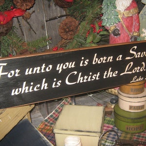 Primitive Holiday Wooden Sign Christmas for Unto You is Born a SAVIOR ...
