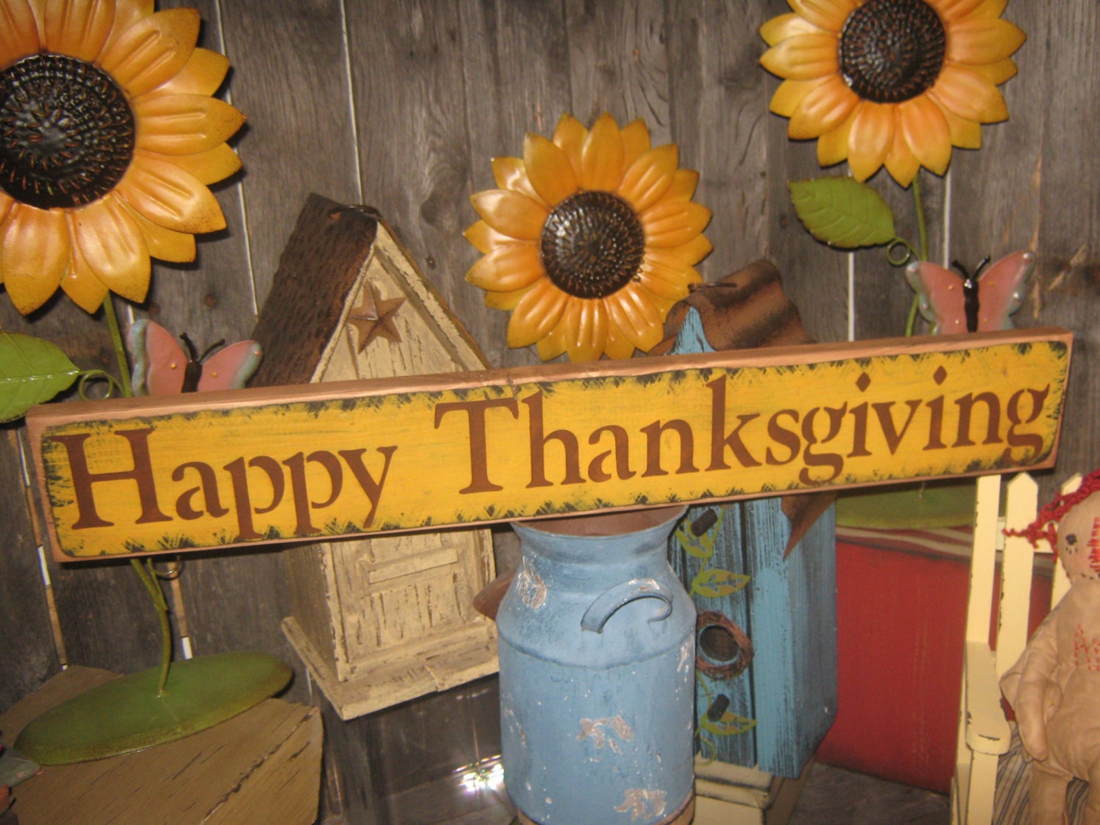 Happy ThanksGiving Sign / Give Thanks Sign / Primitive Sign / | Etsy