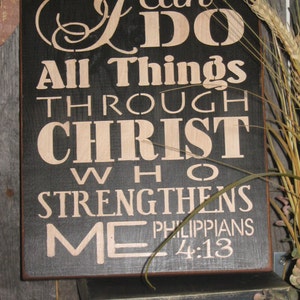 Primitive Wood Painted Religious Spiritual Sign I CAN Do All Things ...