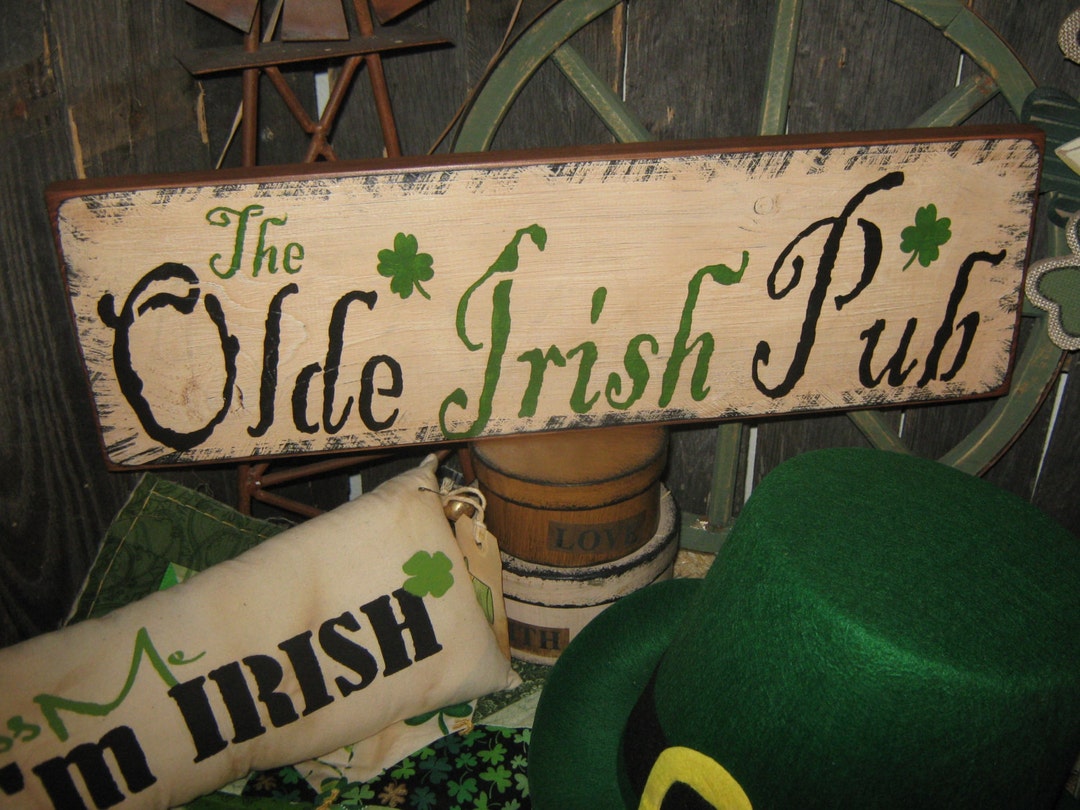 Very Primitive Lg Wood Irish Sign Artist Original Design Spiritual ...