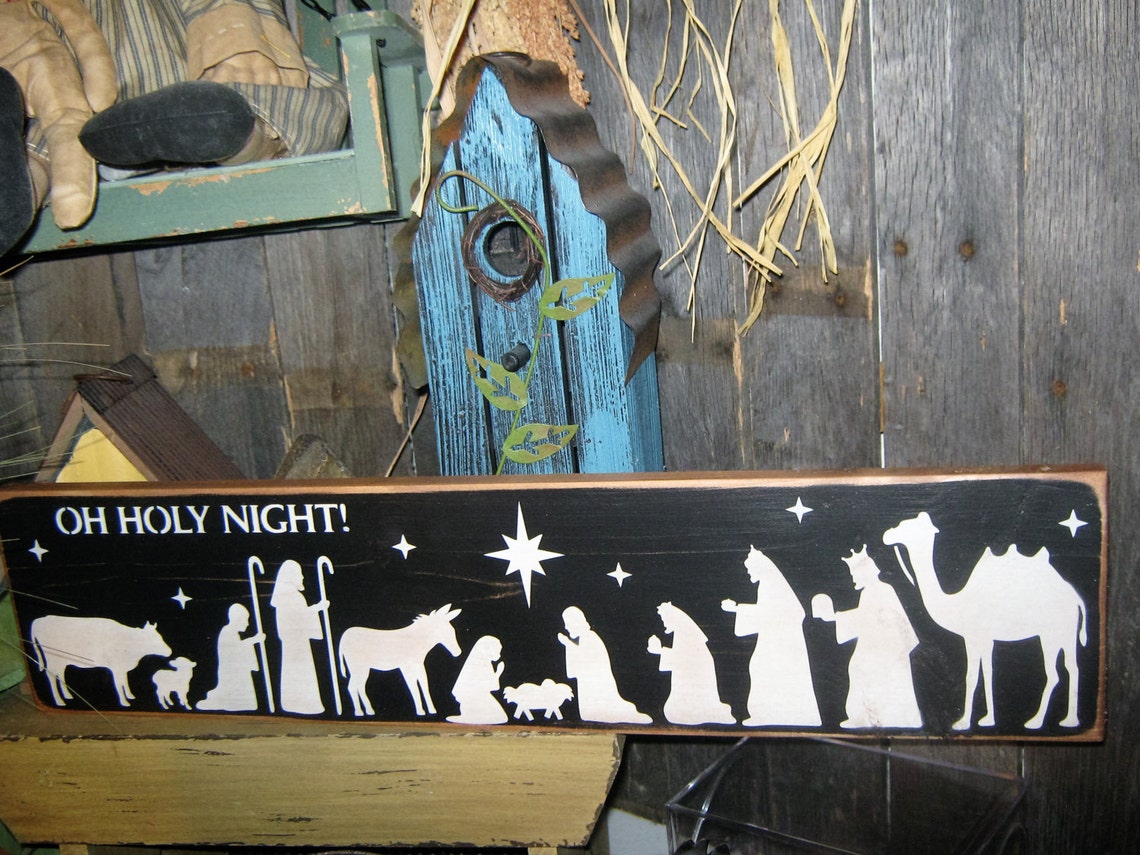 Primitive Wood Sign Christmas O HOLY NIGHT | Etsy
