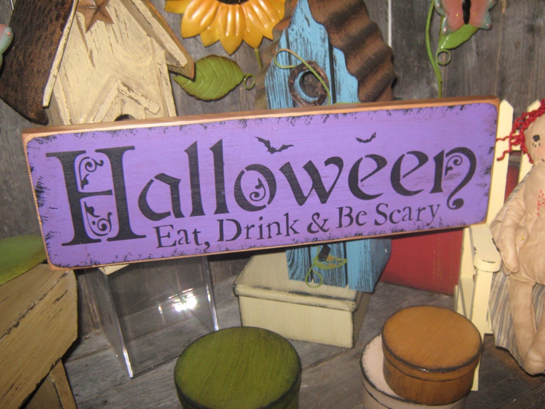 Primitive Large Holiday Wooden Hand Painted Halloween Salem Witch Sign ...