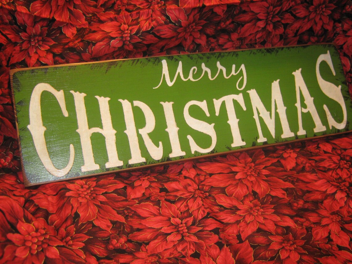 Primitive Large Holiday Wooden Hand Painted Christmas Sign | Etsy