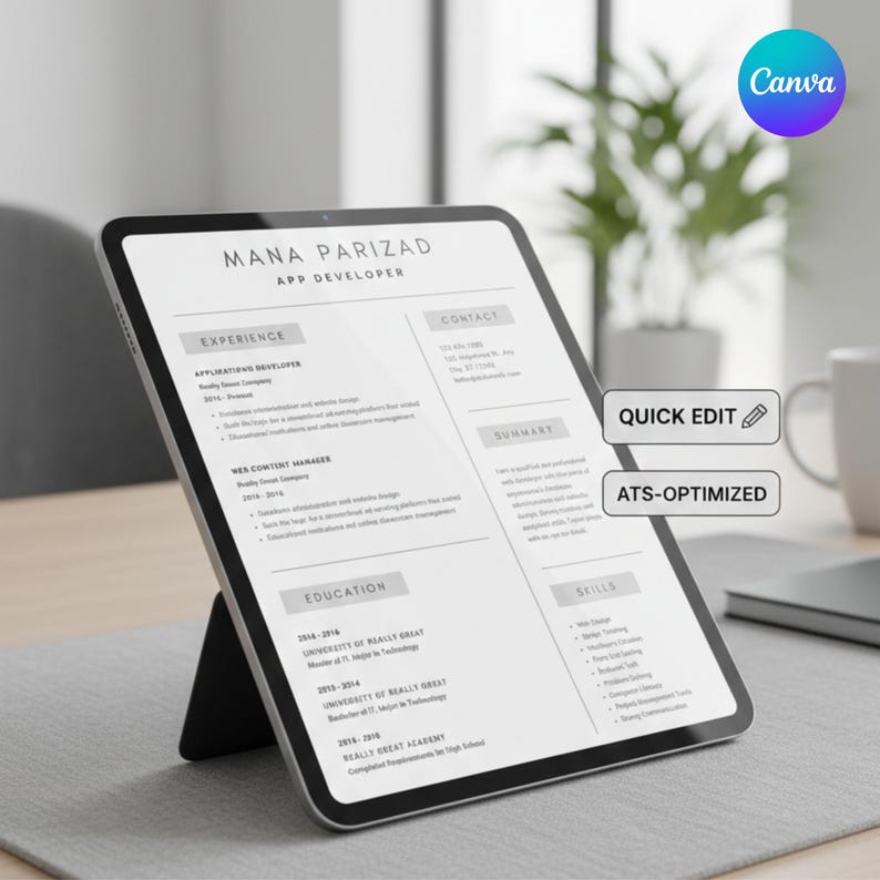 Resume Template ATS Friendly, Minimalist CV 1 Page + Cover Letter ...