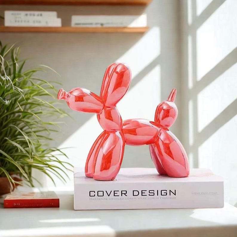 Ceramic Balloon Dog Sculpture, Electroplated Glossy Finish, Modern Pop ...