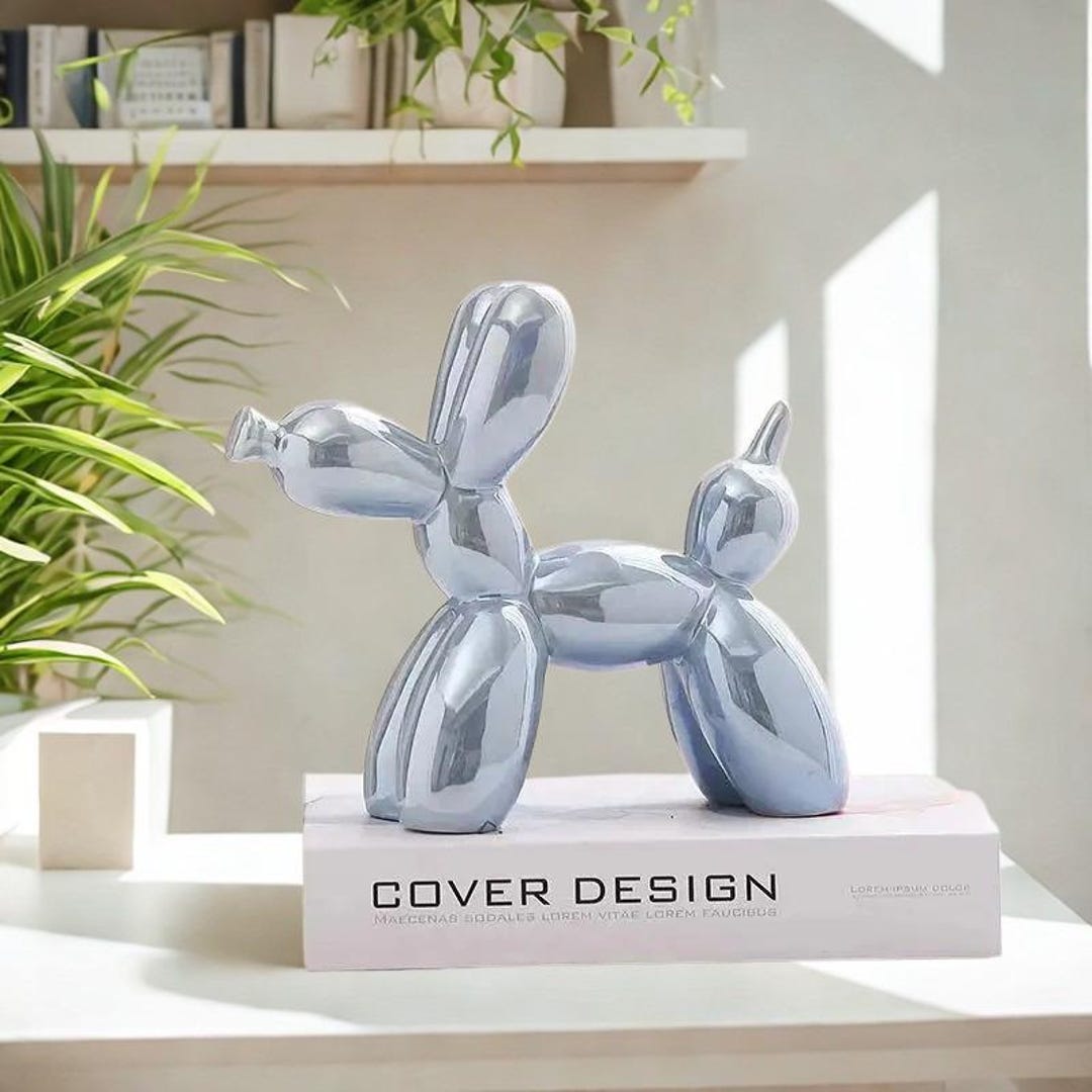 Ceramic Balloon Dog Sculpture, Electroplated Glossy Finish, Modern Pop ...