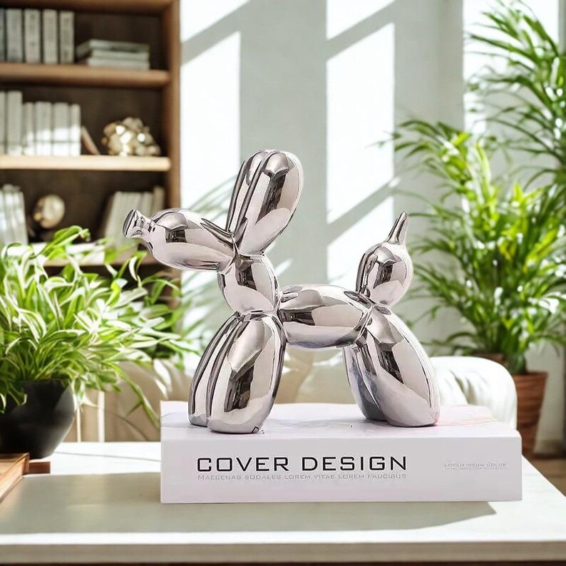 Ceramic Balloon Dog Sculpture, Electroplated Glossy Finish, Modern Pop ...
