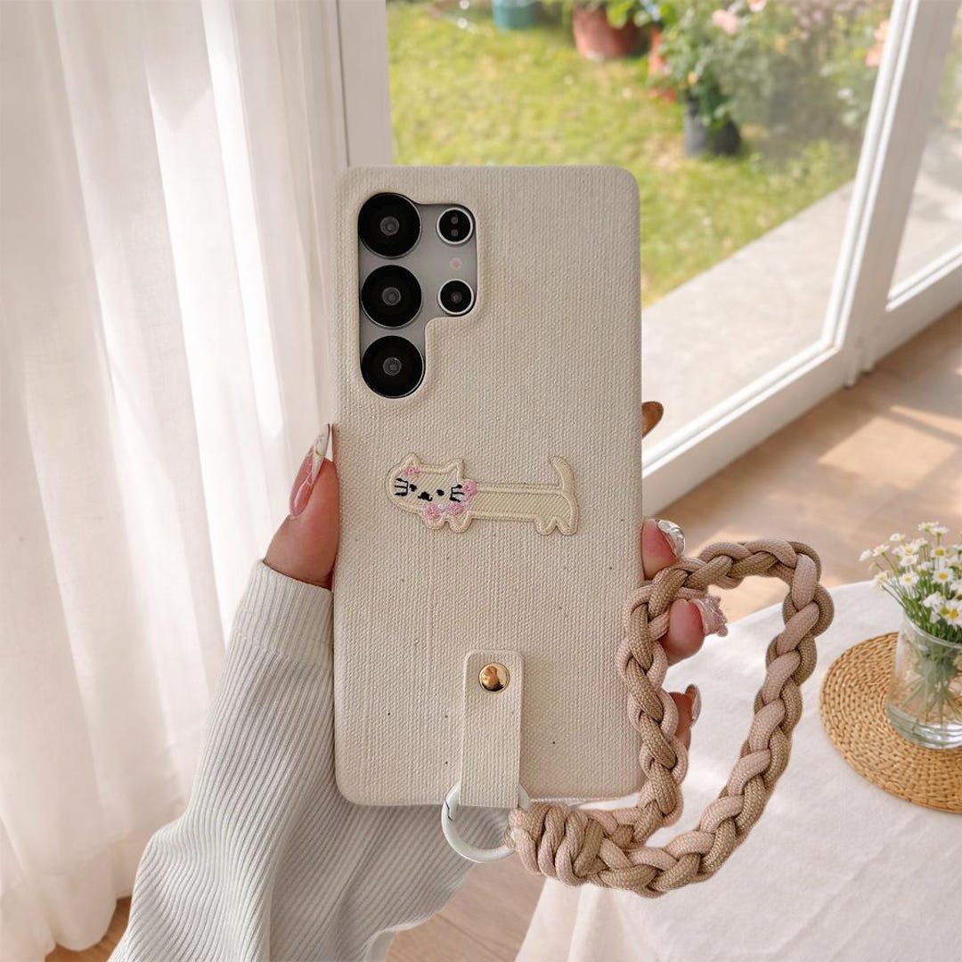 Cartoon Cat Samsung Phone Case – Shockproof Faux Leather Cover With ...