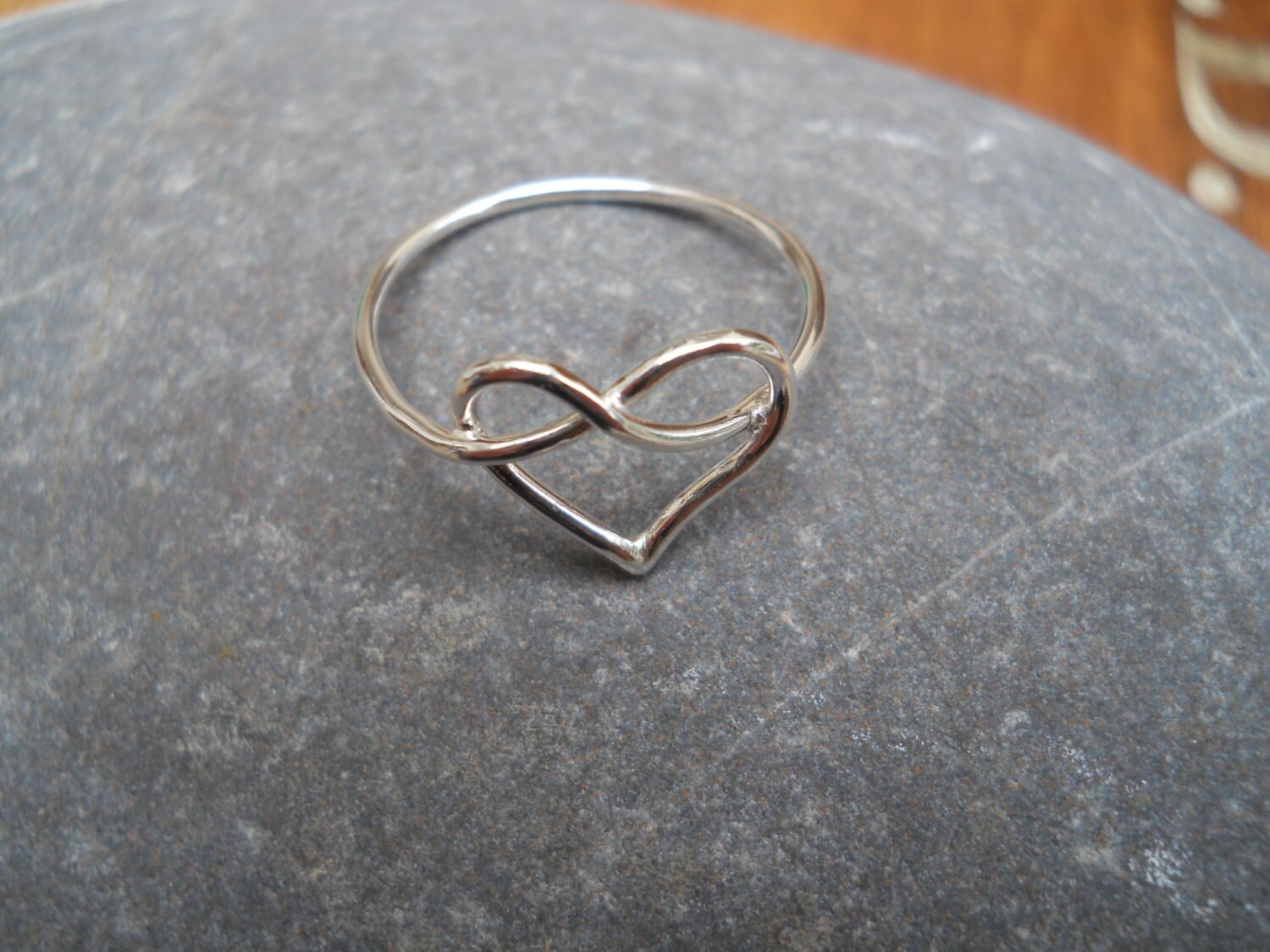 Little Sterling Silver Heart Knot Ring - Etsy UK