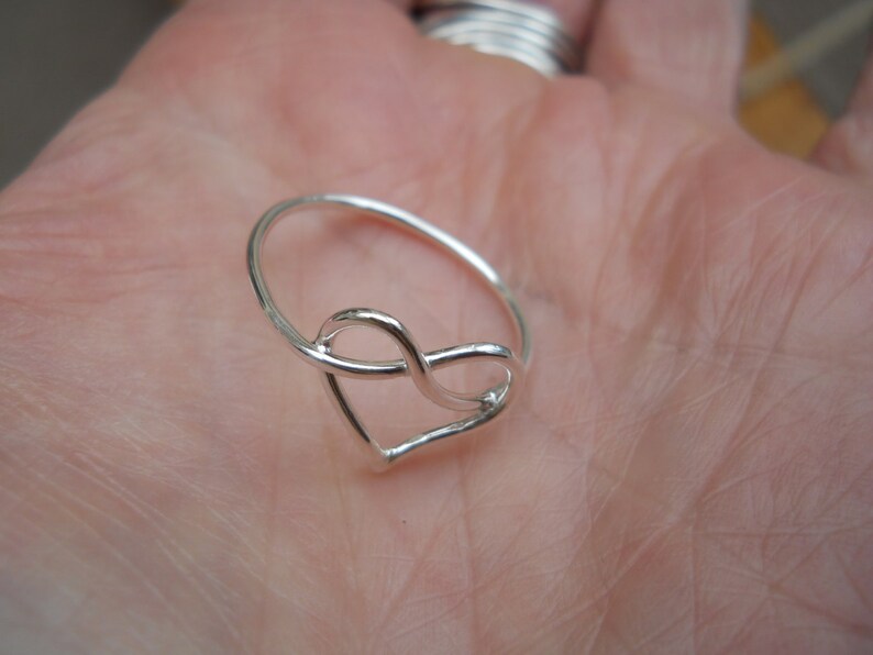Little Sterling Silver Heart Knot Ring - Etsy UK