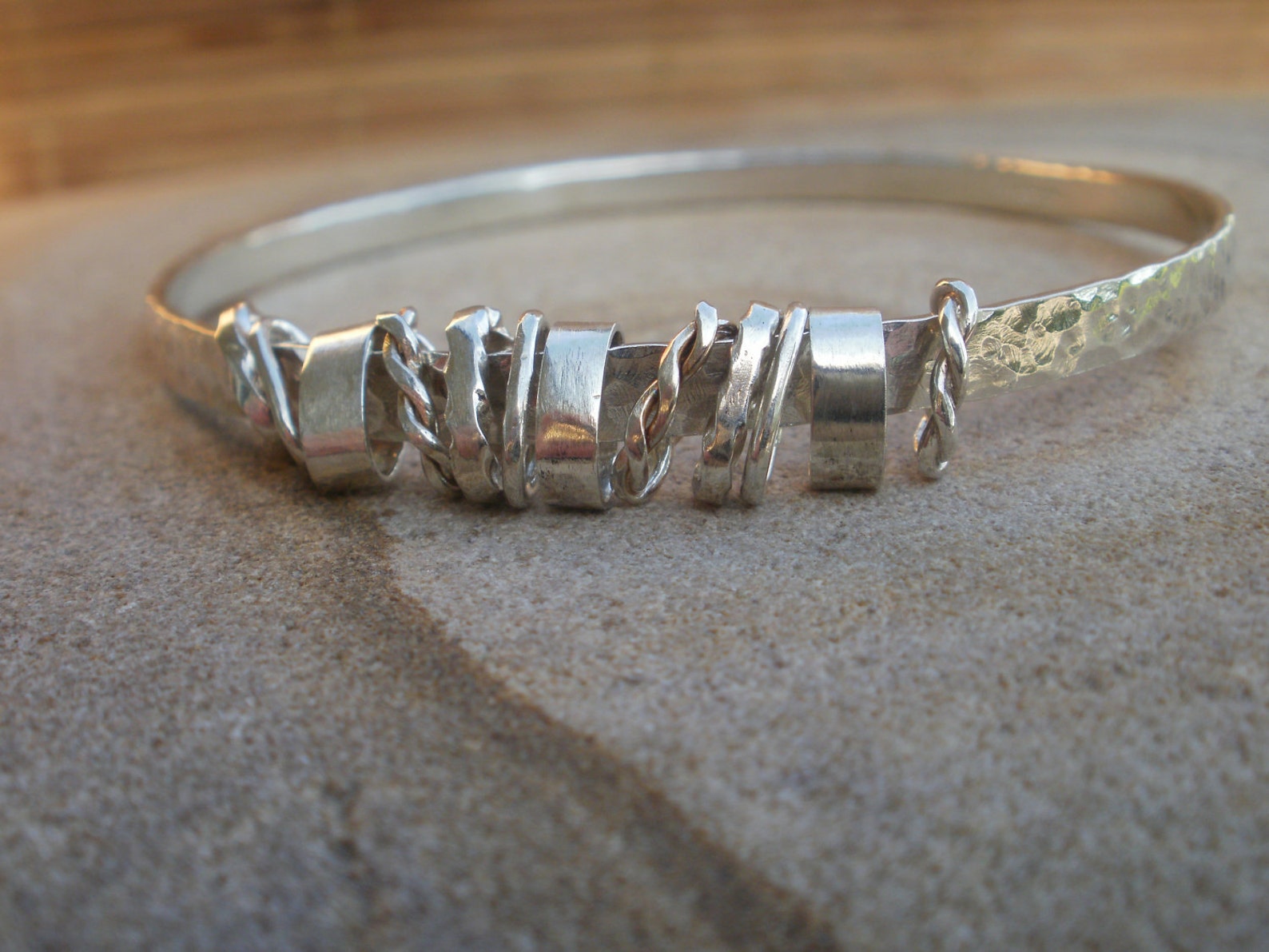 Silver Bangle With Silver Rings - Etsy UK