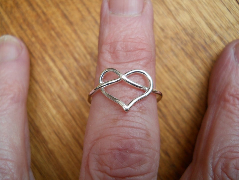 Little Sterling Silver Heart Knot Ring - Etsy UK