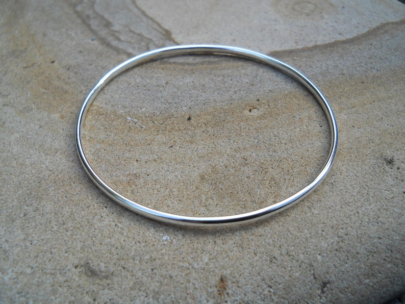 Sterling Silver Simple Oval Bangle | Etsy