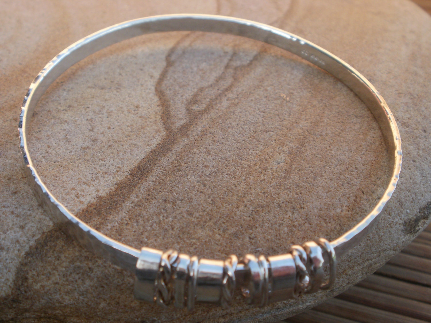 Silver Bangle With Silver Rings - Etsy UK