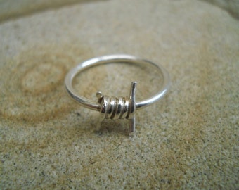 Sterling Silver Barbed Wire Ring | Etsy