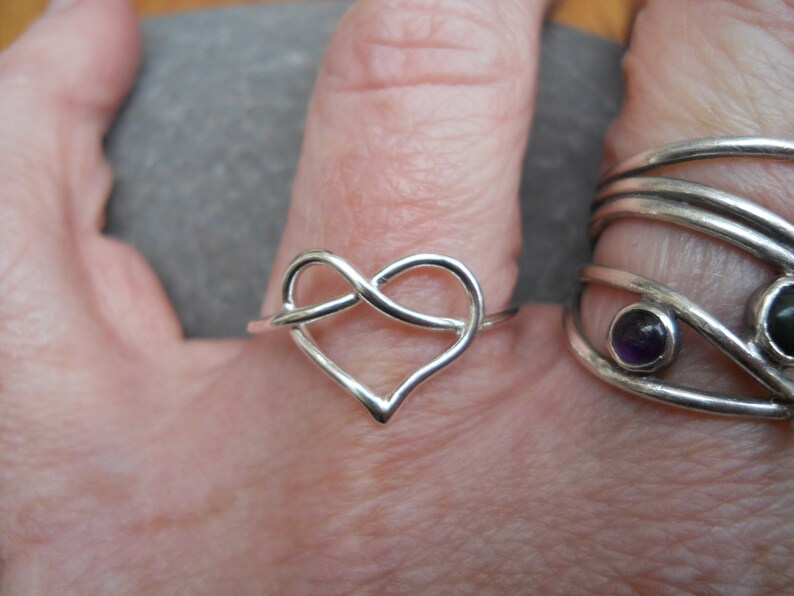 Little Sterling Silver Heart Knot Ring - Etsy UK