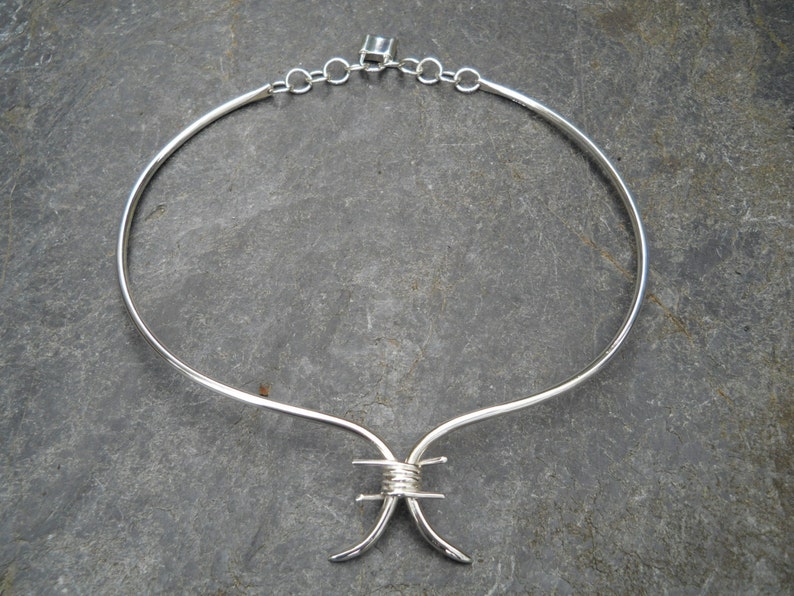 Sterling Silver Barbed Wire Collar - Etsy