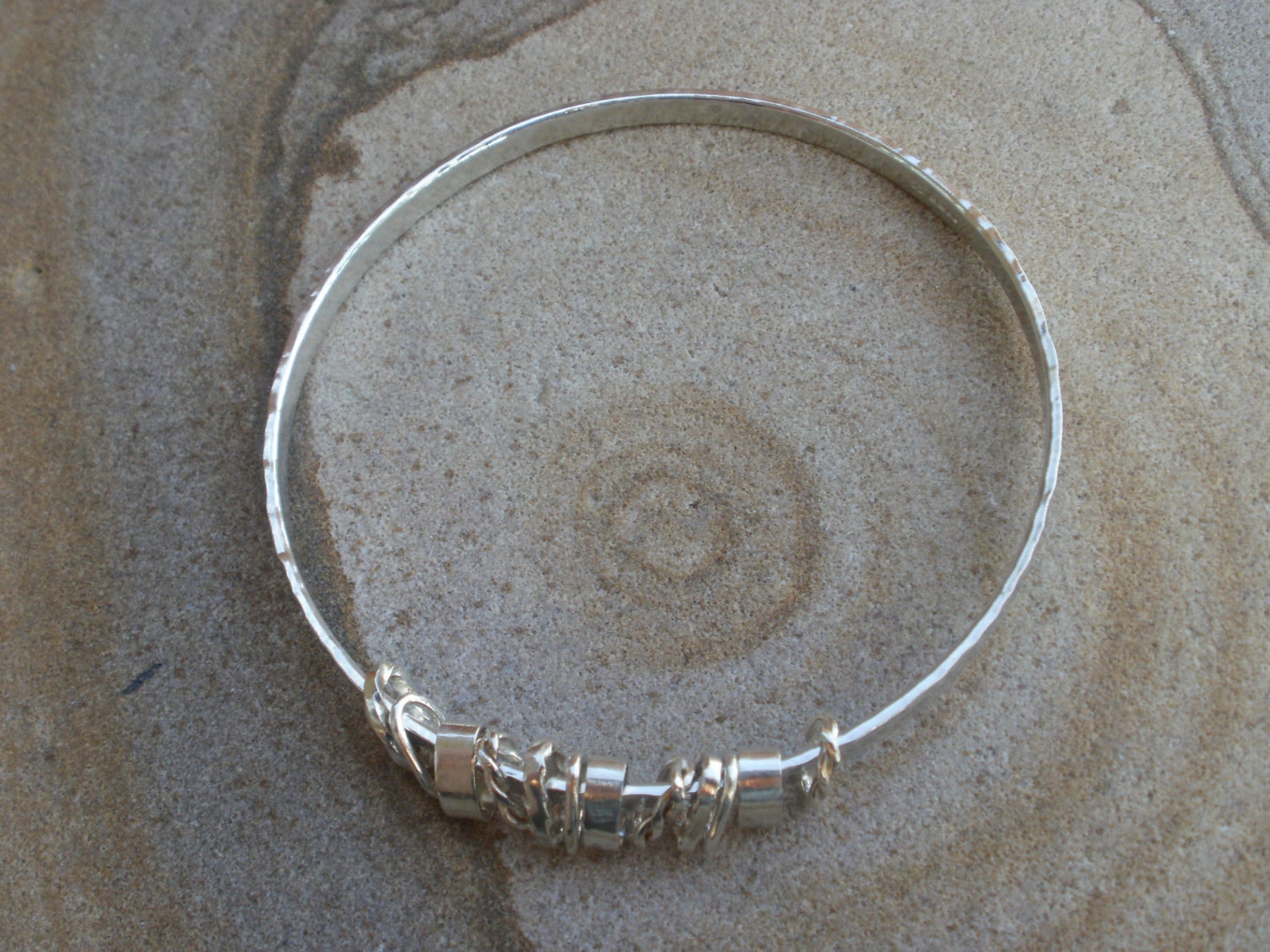 Silver Bangle With Silver Rings - Etsy UK