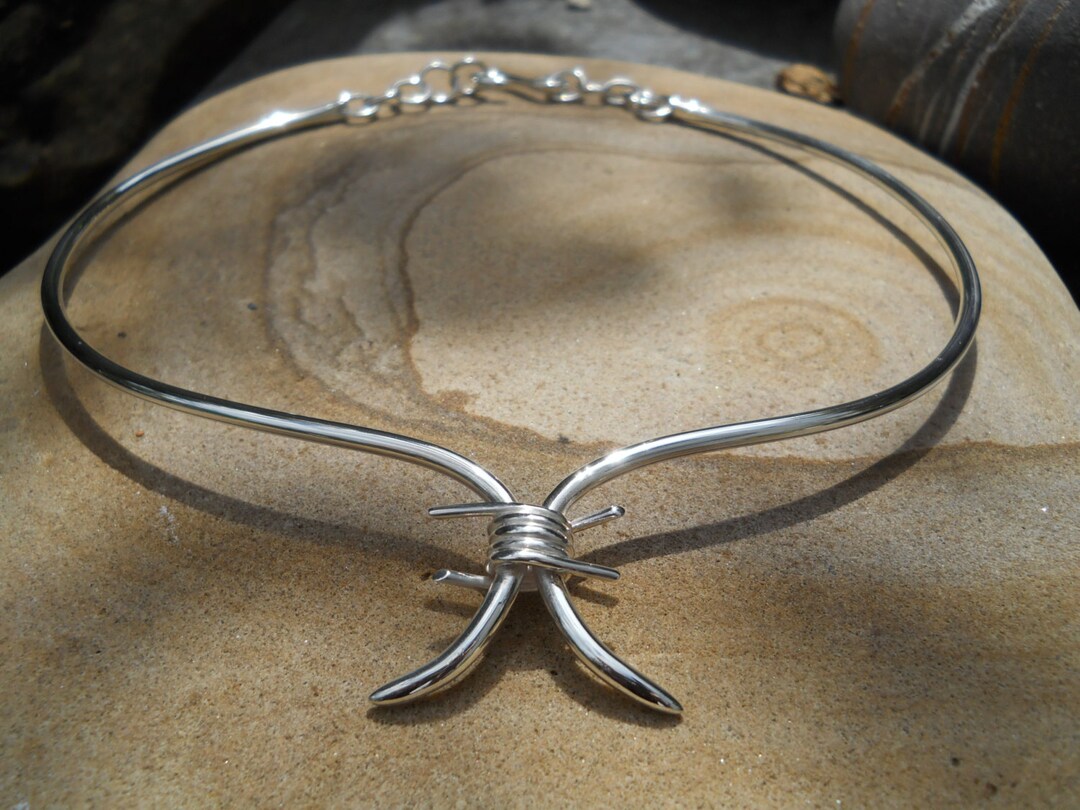Sterling Silver Barbed Wire Collar - Etsy